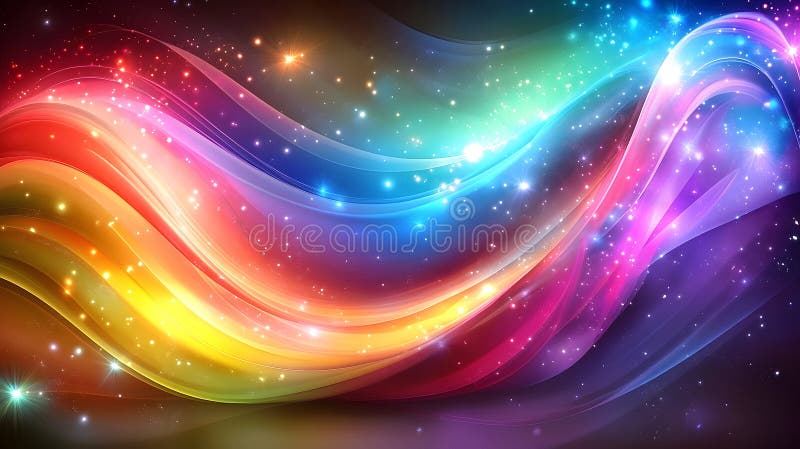 Cosmic Rainbow Waves stock illustration. Illustration of space - 374042058