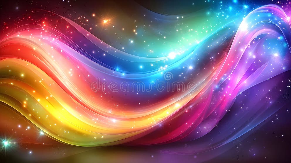 Cosmic Rainbow Waves stock illustration. Illustration of space - 374042058