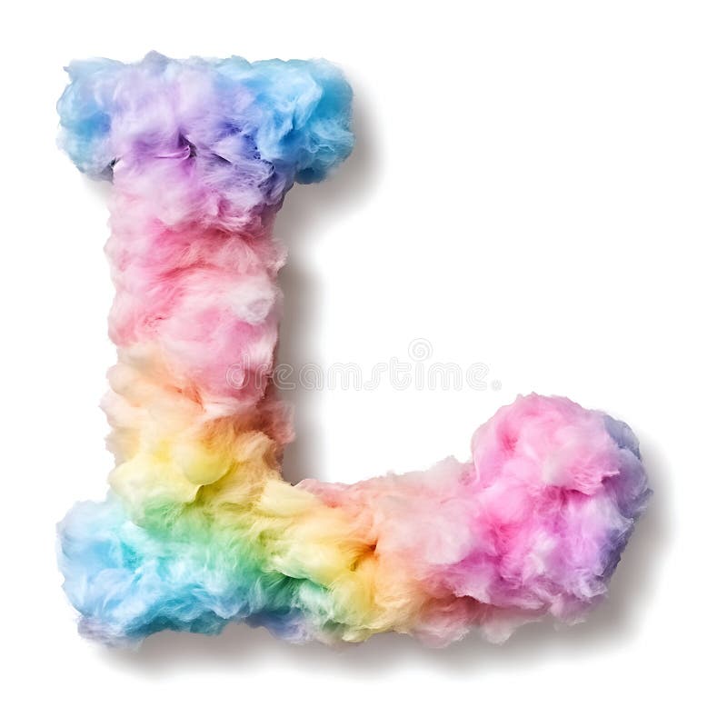 Rainbow Cotton Candy Letter L on White Background Stock Illustration ...