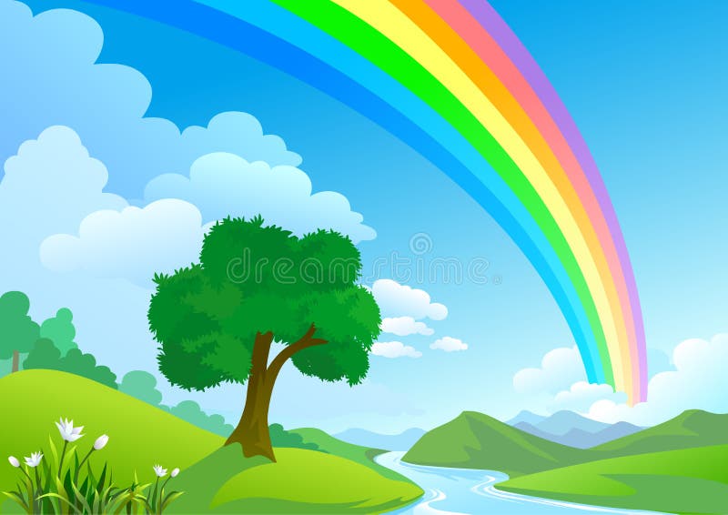 Rainbow landscape stock vector. Illustration of colourful - 17905076