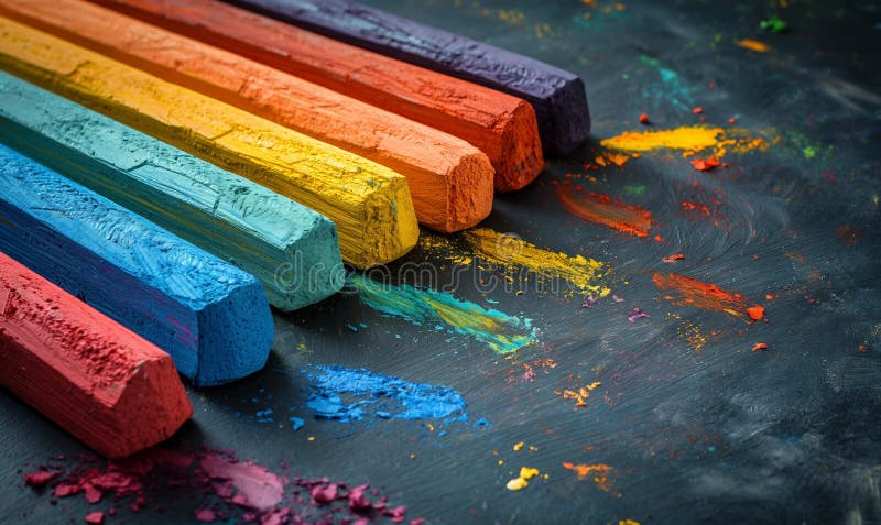 Rainbow crayons close up. stock photo. Image of texture - 317193850