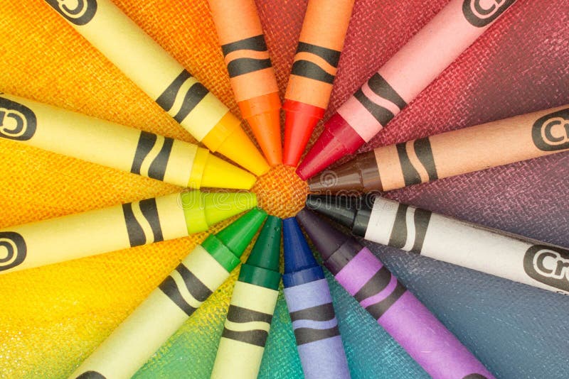 Box of Crayons in a Rainbow of Colors Stock Photo - Image of supplies ...