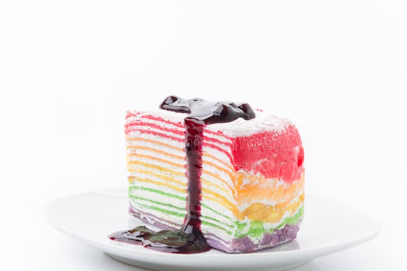 Rainbow Crepe Cake with Blueberry Jam Stock Image - Image of life, diet ...