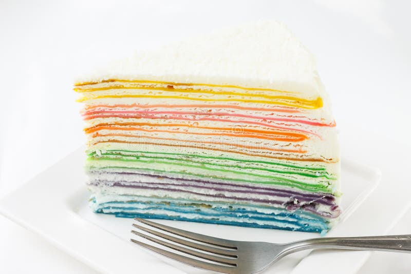 Rainbow crepe cake stock photo. Image of pancake, cream - 40110164
