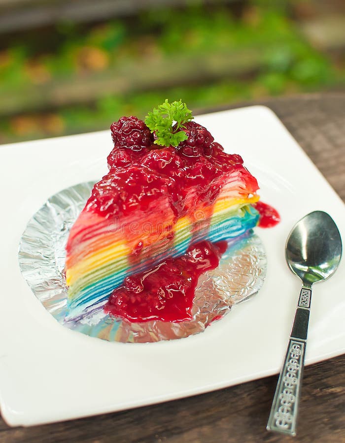 Rainbow crepe cake stock photo. Image of french, fruit - 35313196