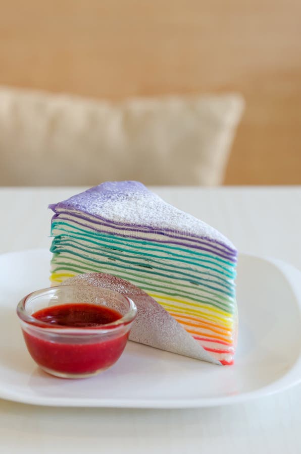 Rainbow crepe cake stock photo. Image of crepe, meal - 60211072