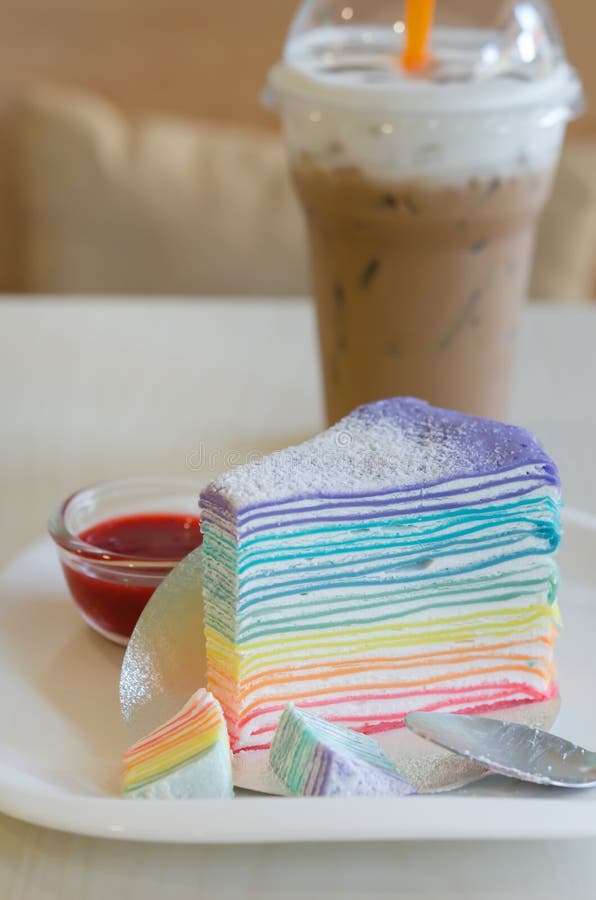 Rainbow crepe cake stock image. Image of meal, healthy - 41080777
