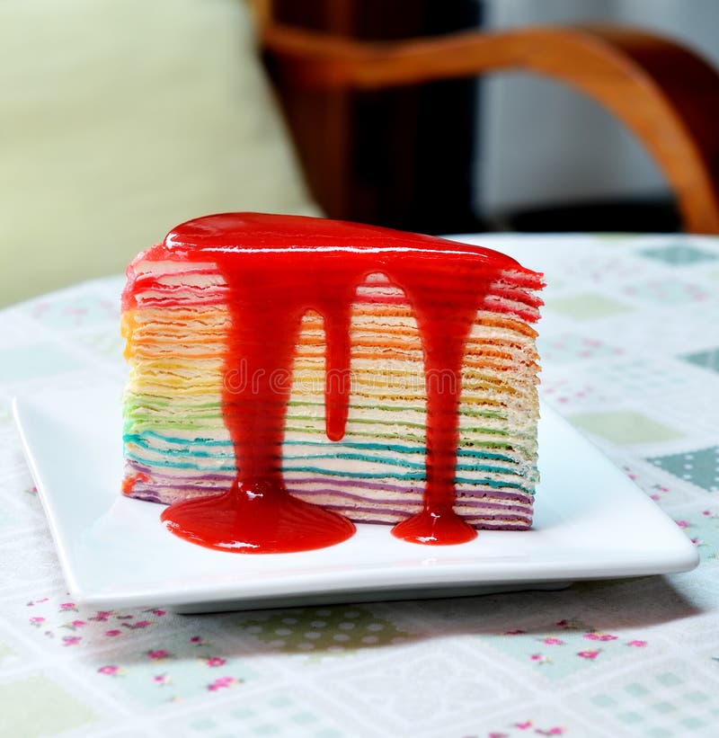 Rainbow crepe cake stock photo. Image of meal, crepe - 41080788
