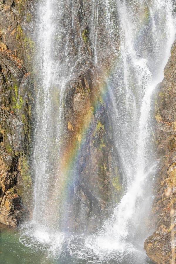 Rainbow Crossing a Waterfall in Spring. Stock Photo - Image of autumn ...