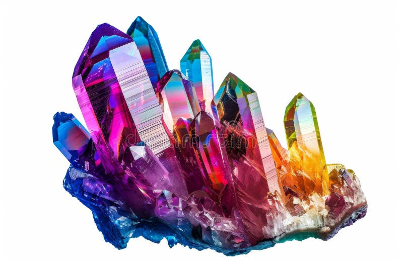 Rainbow Crystal Isolated, Titanium Color Stone, Rainbow Gem, White ...