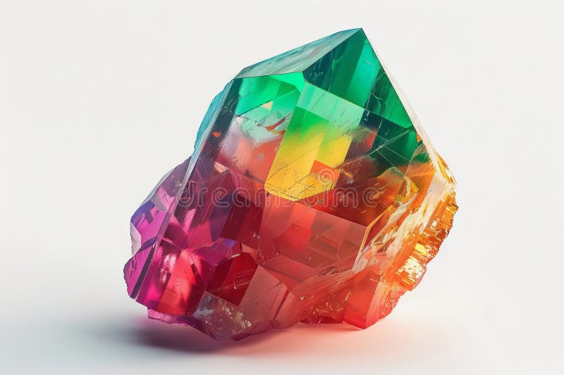 Rainbow Crystal Isolated, Titanium Color Stone, Rainbow Gem, White ...