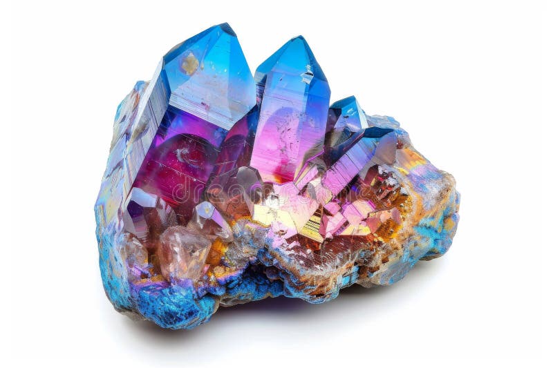 Rainbow Crystal Isolated, Titanium Color Stone, Rainbow Gem, White ...