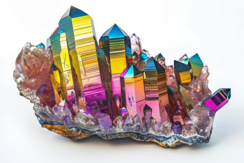 Rainbow Crystal Isolated, Titanium Color Stone, Rainbow Gem, White Background Stock Photo ...