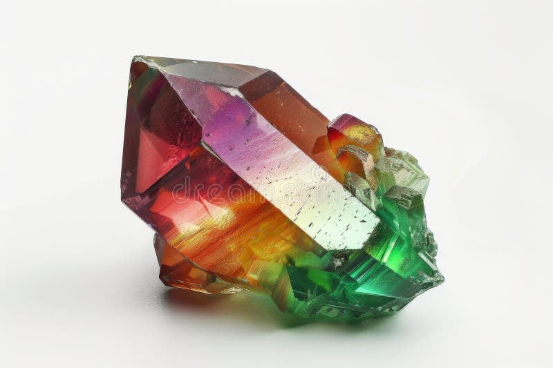 Rainbow Crystal Isolated, Titanium Color Stone, Rainbow Gem, White ...