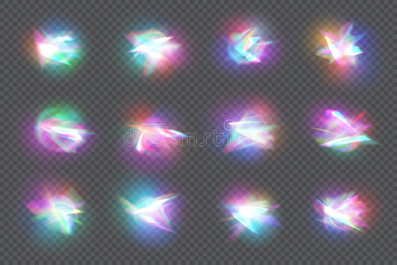 Rainbow Crystal Lights, Prism Leak Vector Set Stock Vector ...