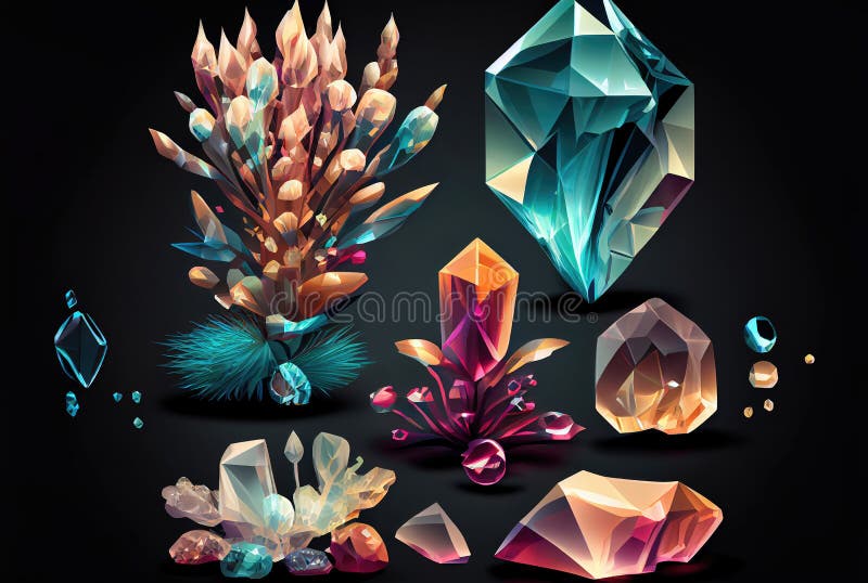 Rainbow Crystal Set, Color Stone, Rainbow Gem Set, Generative Ai ...