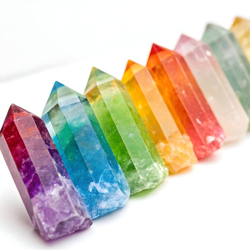 Rainbow Crystals Isolated on White Background Stock Illustration ...
