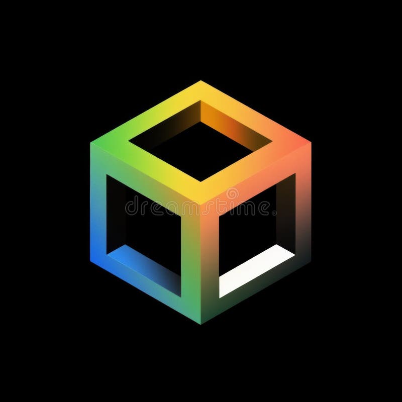 Rainbow Cube Abstract stock illustration. Illustration of hollow ...
