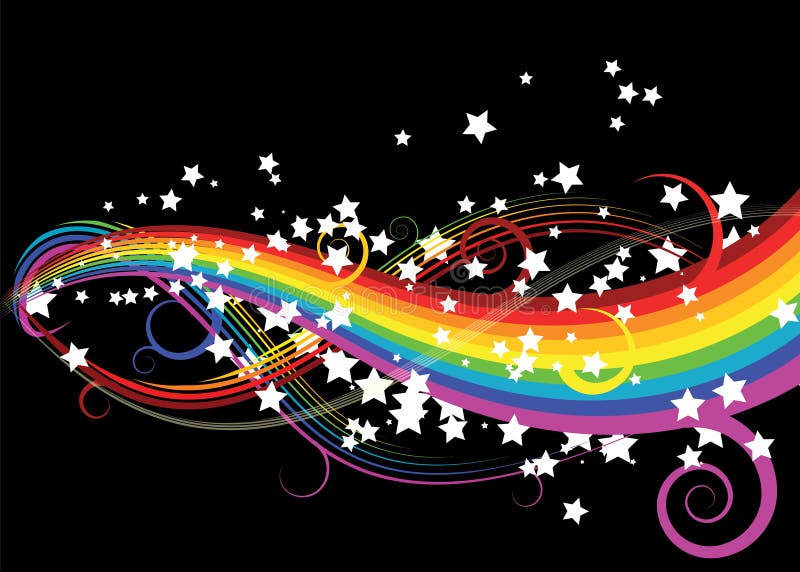 Rainbow curves with stars stock vector. Illustration of detail - 3385414