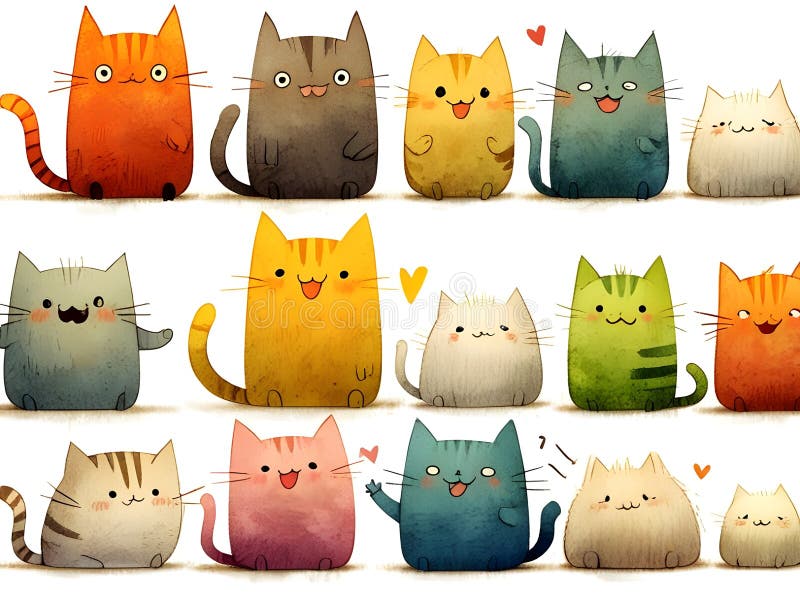 Rainbow of cute Happy Cats stock illustration. Illustration of colors ...