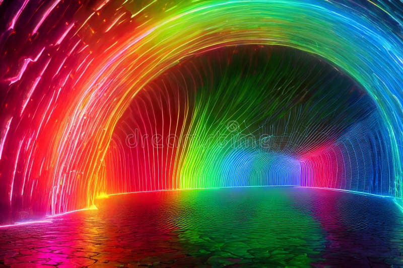 Rainbow 3d Glowing Neon Pattern Tunnel Cave Outerspace Space Lines Glow ...