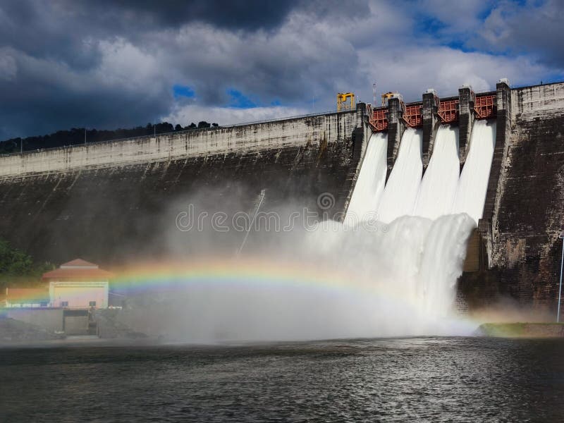 Rainbow in dam spillway stock photo. Image of power, production - 367264