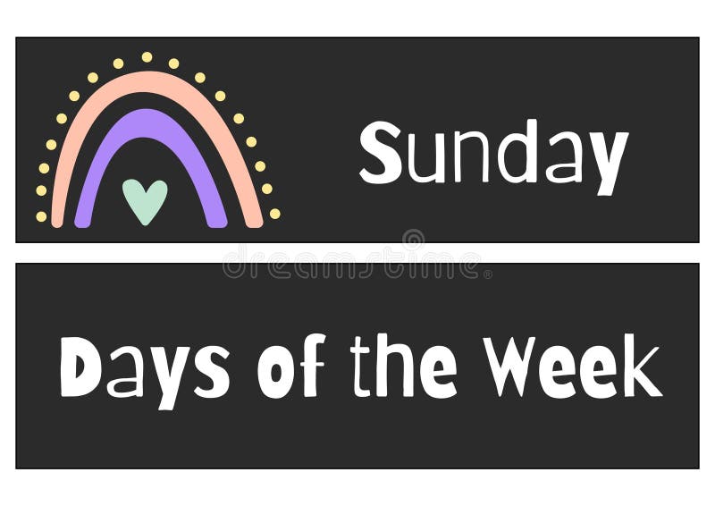Rainbow Days of the Week Flashcards - 4 Stock Illustration ...