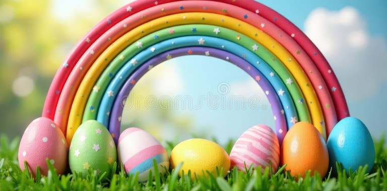 Rainbow Decorated Eggshell Frame, Bright Easter Egg Design, Eggshell ...