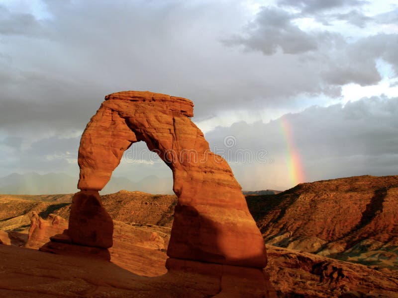 Rainbow Delicate Arch Utah stock photo. Image of delicate - 65636254