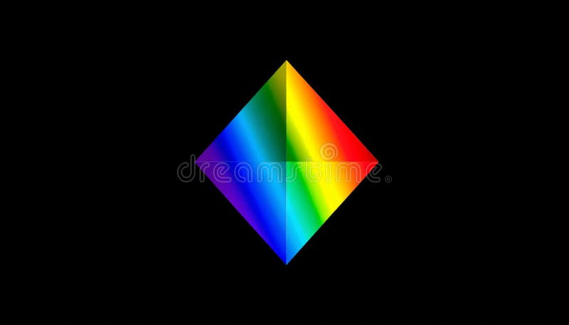 Rainbow Diamond Gem on Black Background Stock Illustration ...