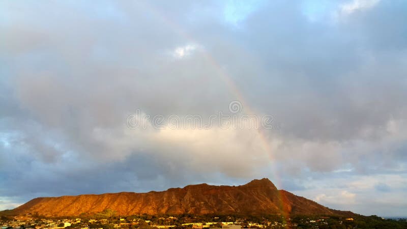 Rainbow at Diamond Head stock image. Image of diamond - 72938377