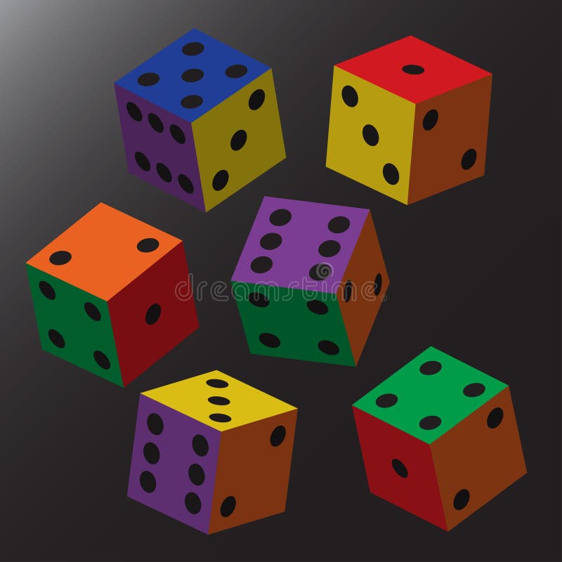 Rainbow Dice with Black Points Stock Vector - Illustration of yellow ...
