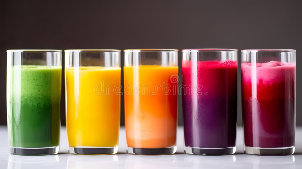 Rainbow Display, Selection of Different Smoothies, AI Generative Stock ...