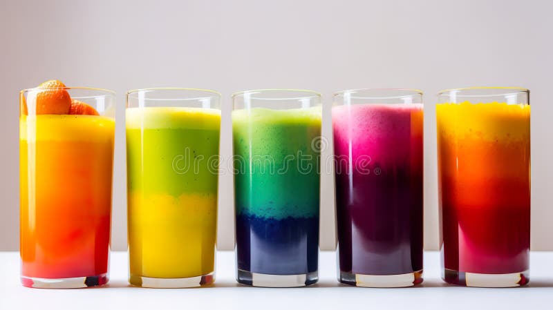 Rainbow Display, Selection of Different Smoothies, AI Generative Stock ...