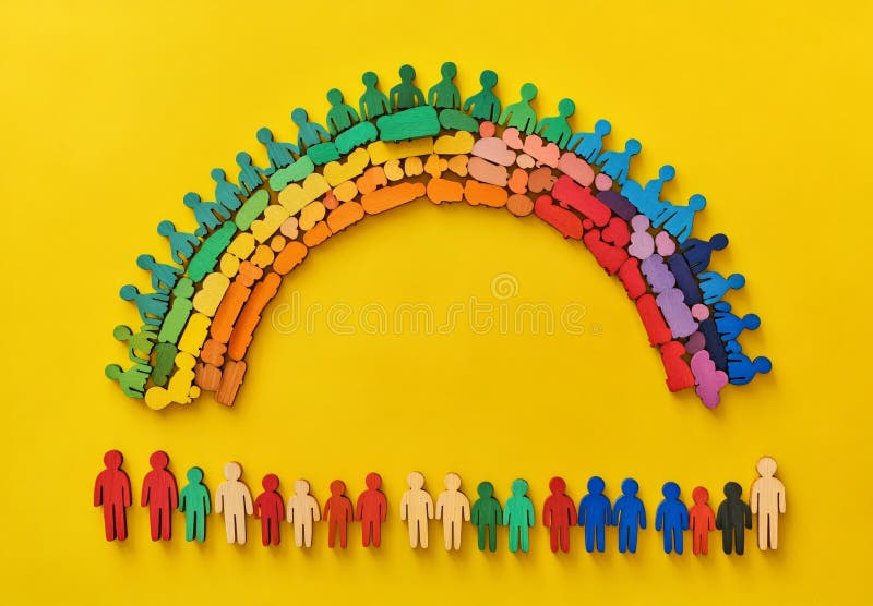 Rainbow of Diversity People Wooden Figures on High Quality Image Stock ...