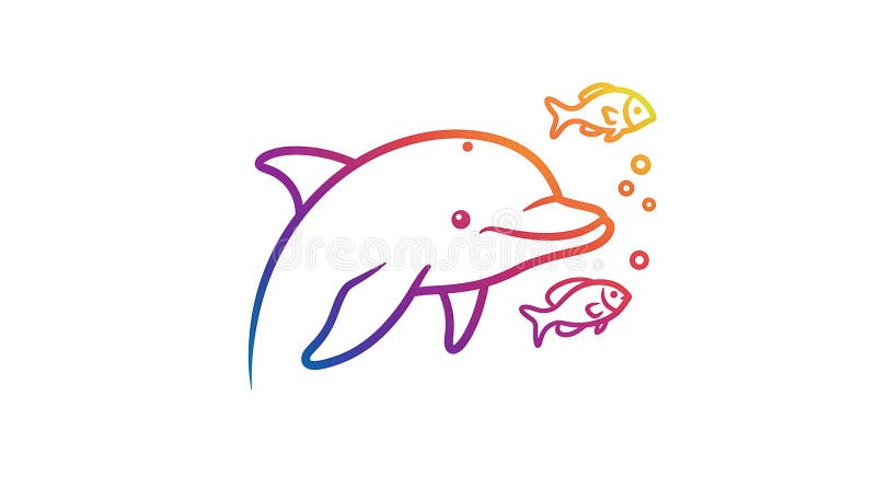 Rainbow Dolphin and Fish stock illustration. Illustration of circle ...