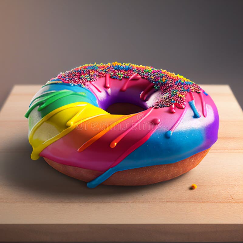 Rainbow Donut. Ai Generated. Realistic Illustration of a Rainbow Donut ...