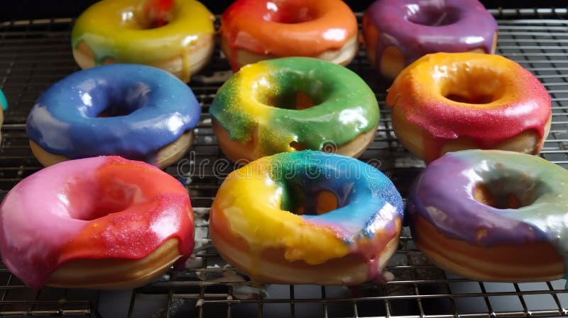 Rainbow Donuts with Vibrant Multicolor Icing, AI Generative Stock Photo ...