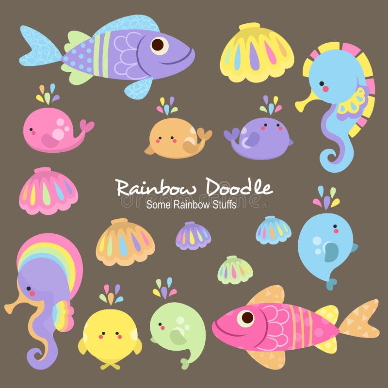 Rainbow Doodle Collection stock vector. Illustration of cartoon - 140894884