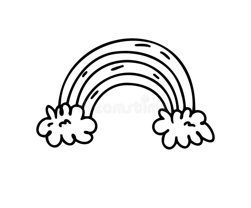 Rainbow Doodle Outline Hand Drawn Icon Stock Vector - Illustration of ...
