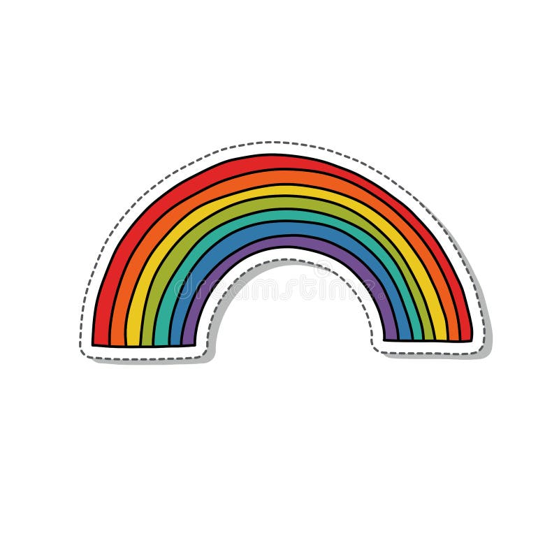 Rainbow Doodle Sticker Icon, Vector Color Line Illustration Stock ...