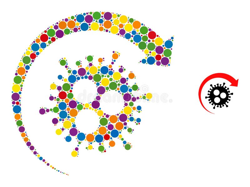 Rainbow Dotted Virus Return Icon Random Collage Stock Vector ...