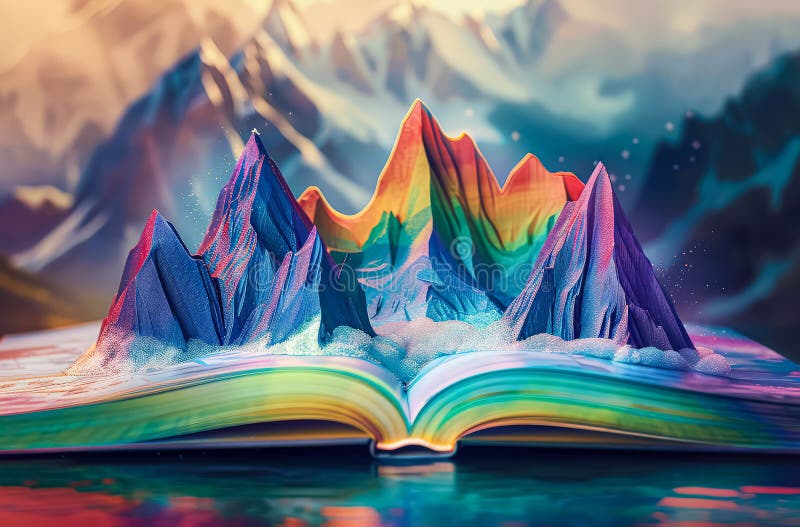 Rainbow is Drawn on the Pages of a Book Stock Photo - Image of ...