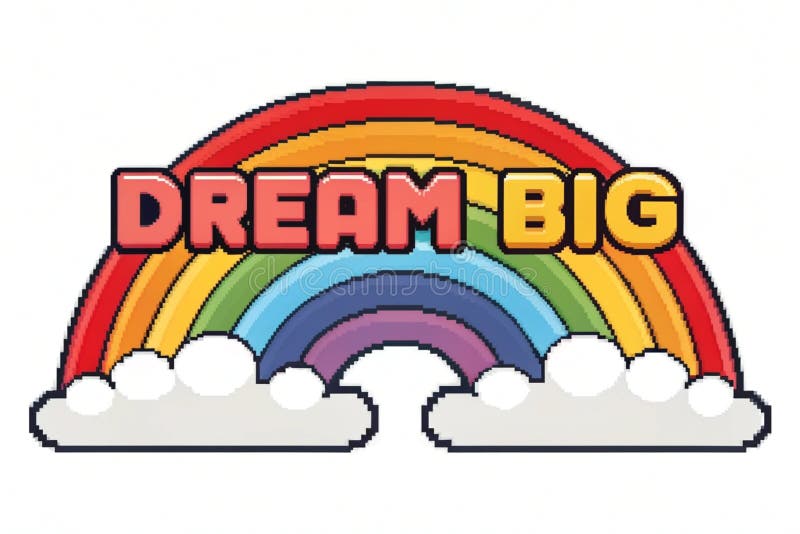 Rainbow Dream Big Text Motivational Sticker with Bold Pixel Typography ...