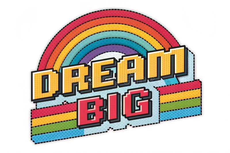 Rainbow Dream Big Text Motivational Sticker with Bold Pixel Typography ...
