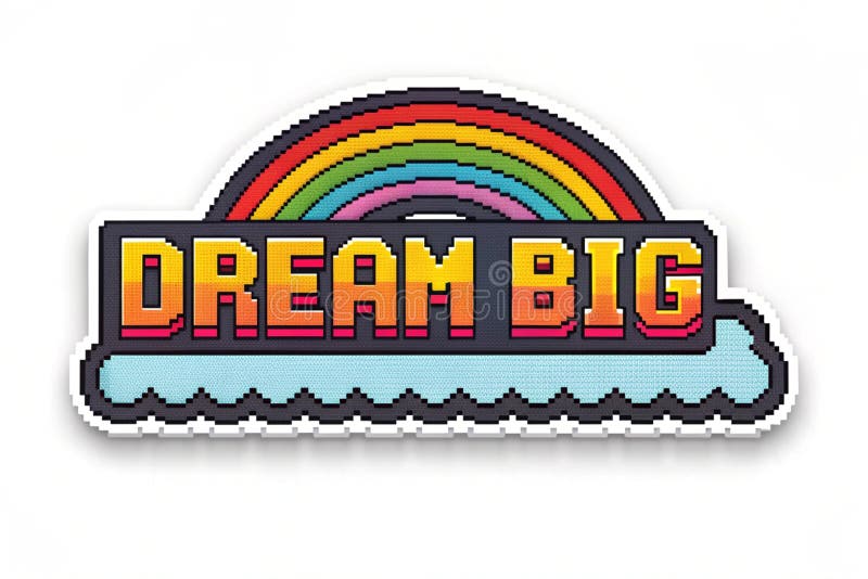 Rainbow Dream Big Text Motivational Sticker with Bold Pixel Typography ...