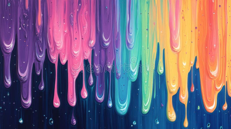 Rainbow Dripping Paint Abstract Colorful Art Stock Illustration ...
