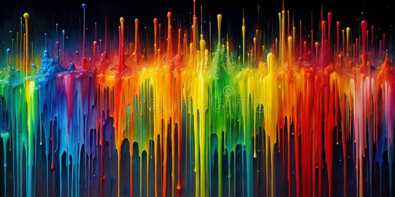 Rainbow Drips Acrylic Pour, Vibrant Splashes, Abstract Art Stock Illustration - Illustration of ...