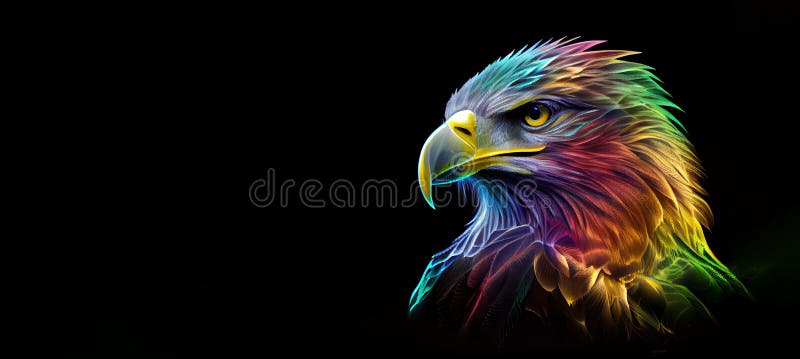Rainbow Eagle Portrait, Panoramic Layout.i Stock Illustration ...