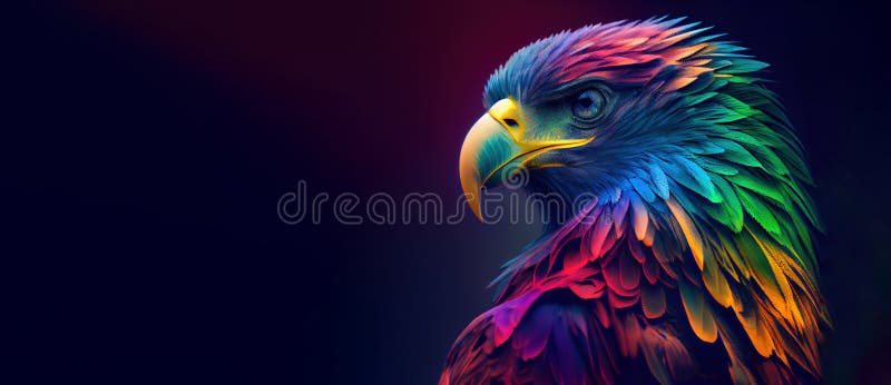 Rainbow Eagle Portrait, Panoramic Layout Stock Illustration ...